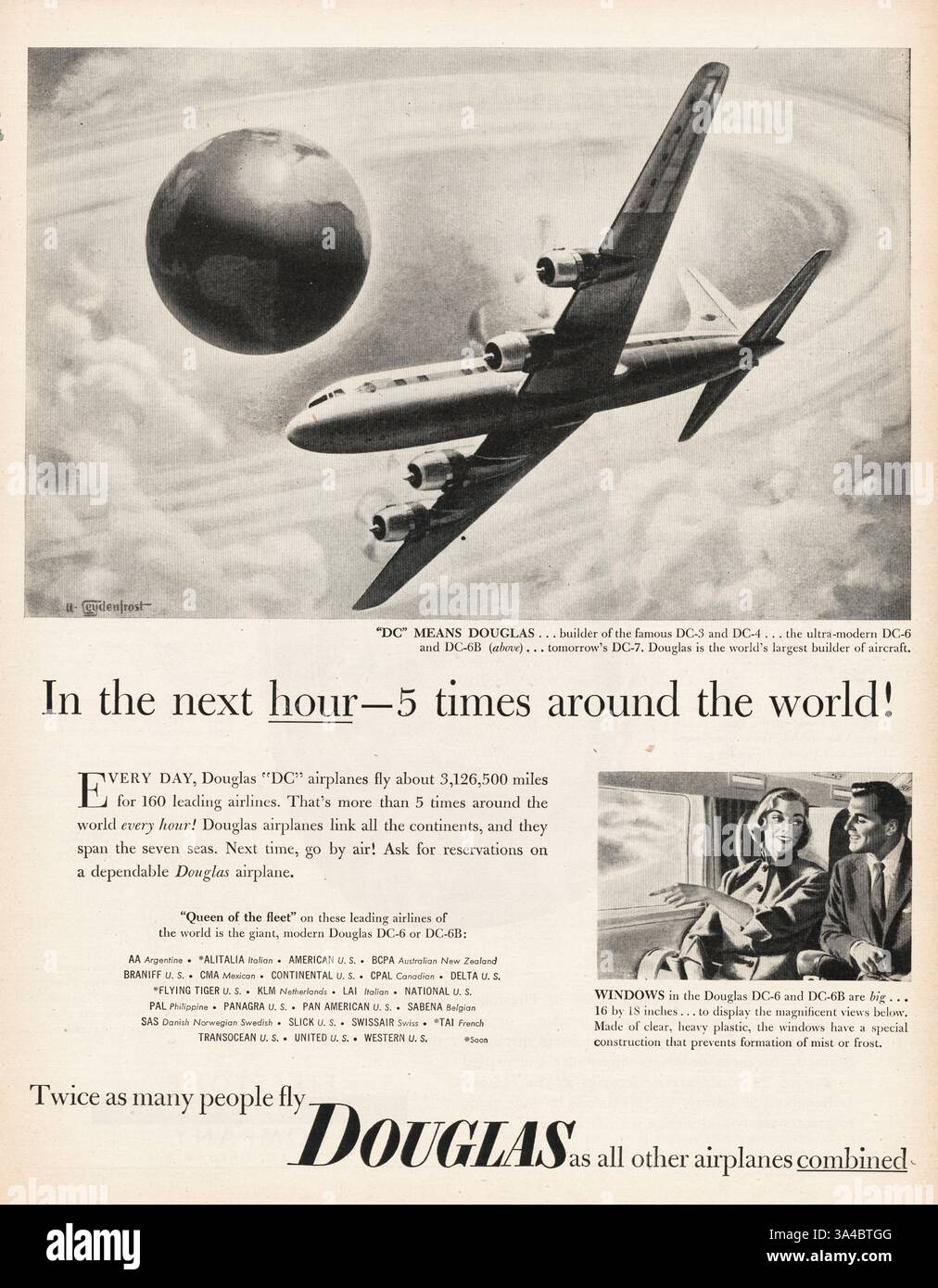 1953 u s magazine douglas dc 6 aircraft advert hi-res stock photography and images - Alamy