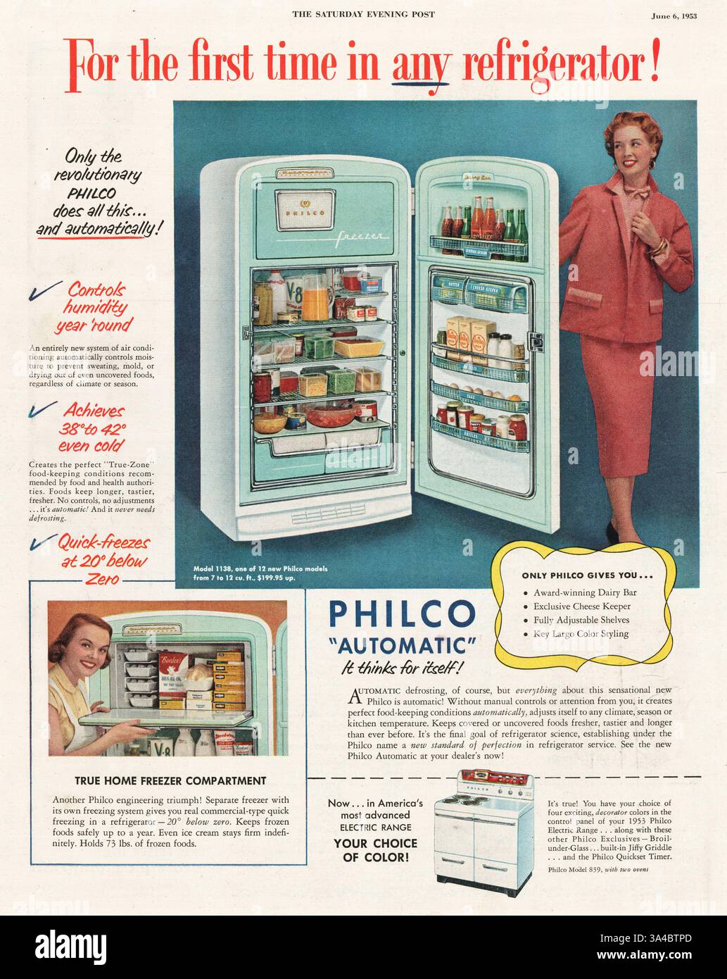 1953 u s magazine philco refrigerator advert hi-res stock photography ...
