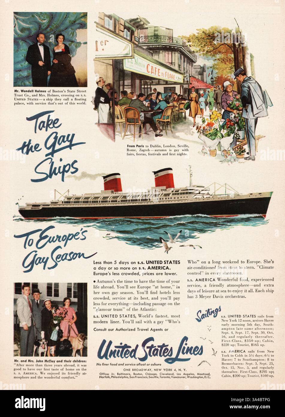 1953 U.S. Magazine United States Lines Advert Stock Photo - Alamy