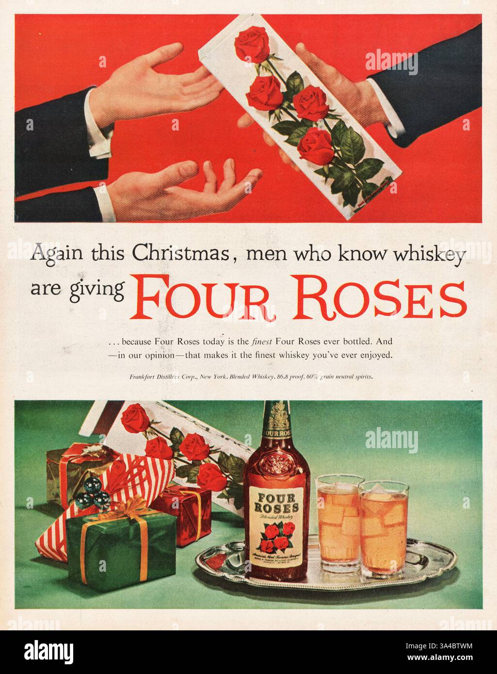 1953 u s magazine four roses whiskey advert hi-res stock photography ...