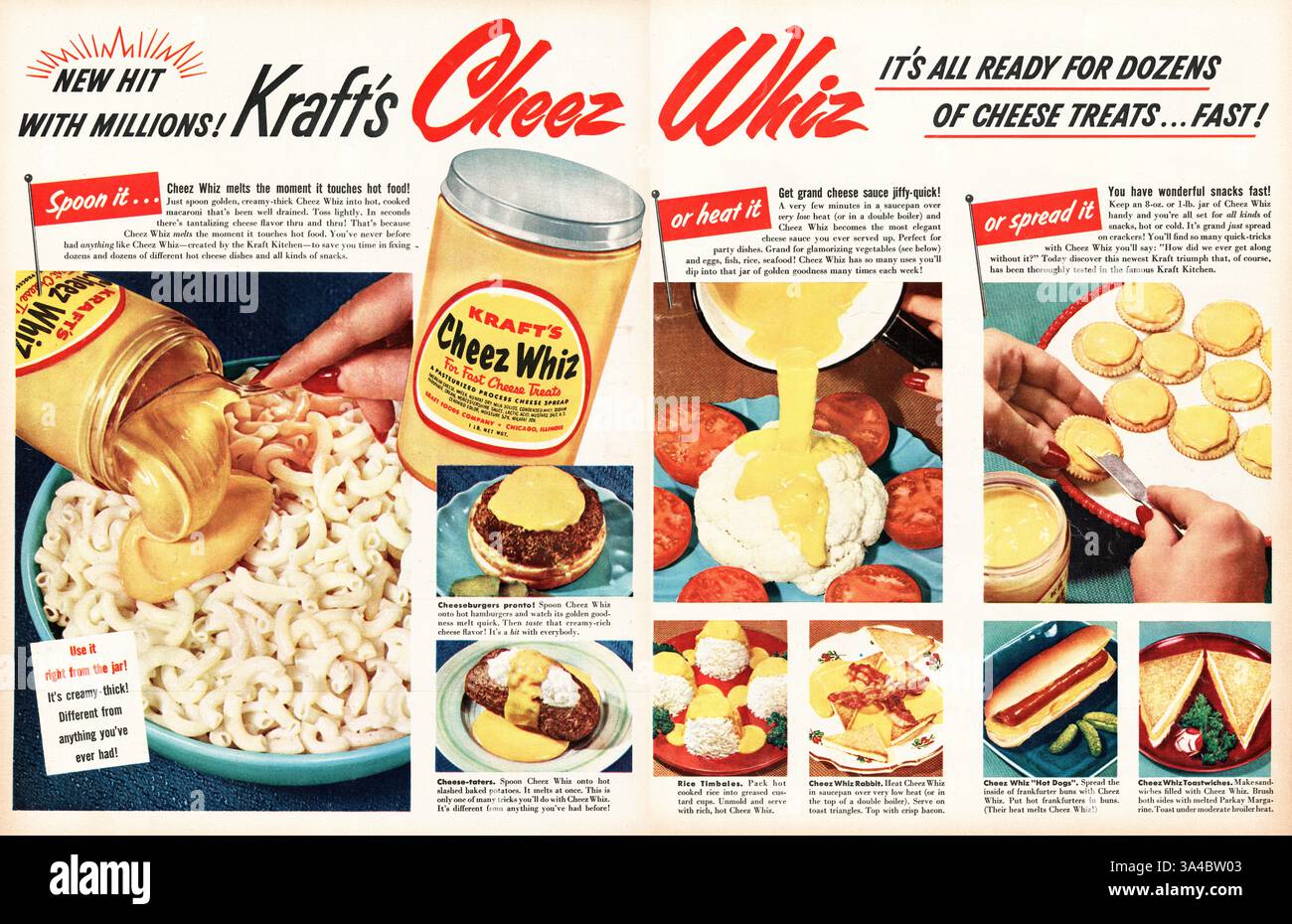 1953 U.S. Magazine Kraft Cheez Whiz Spread Advert Stock Photo - Alamy