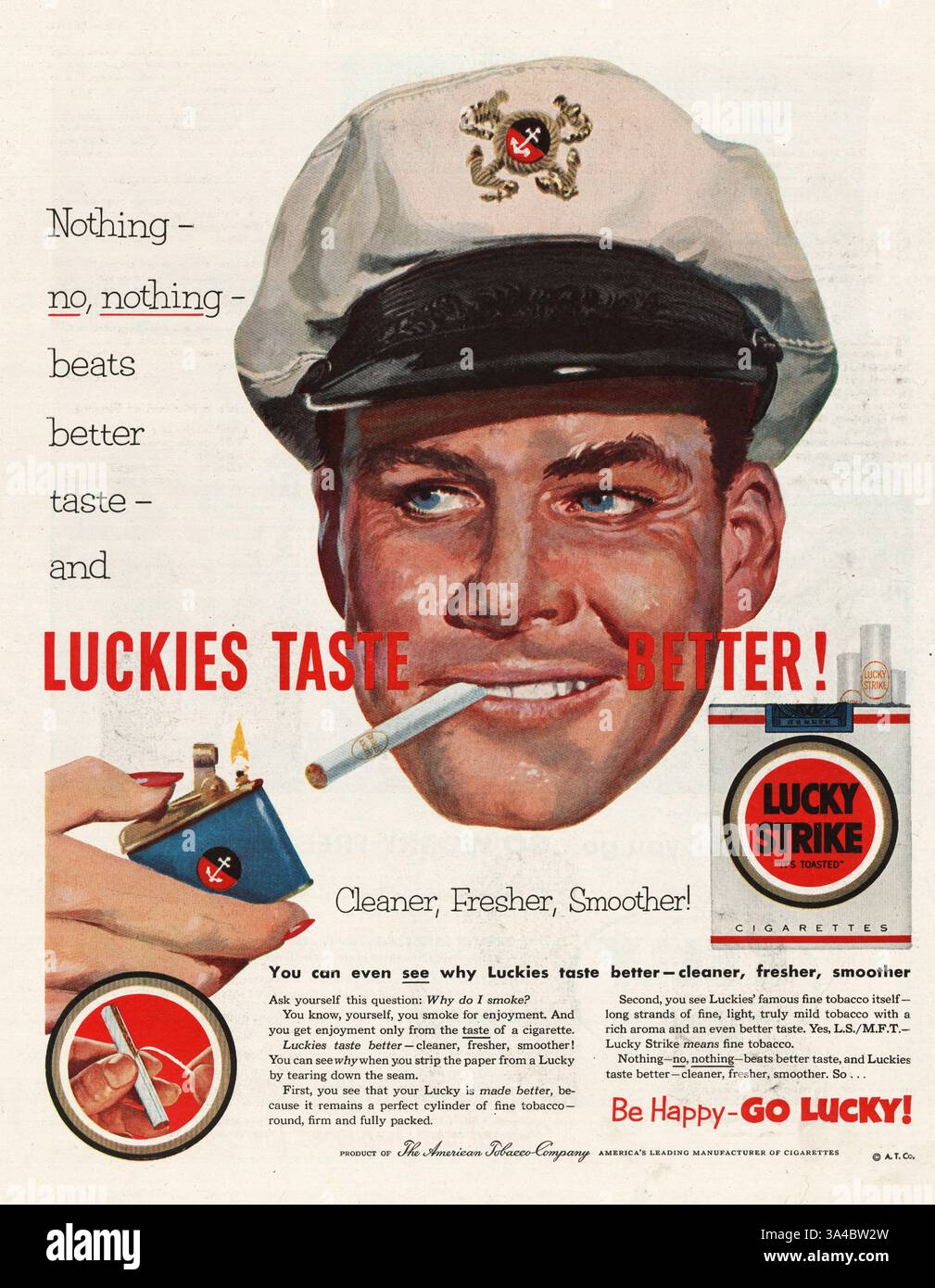 1953 u s magazine lucky strike cigarette advert hi-res stock photography and images - Alamy