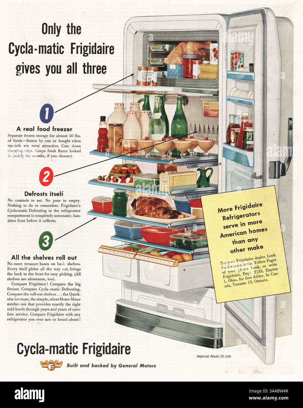 1953 u s magazine frigidaire fridge freezer ad hi-res stock photography ...