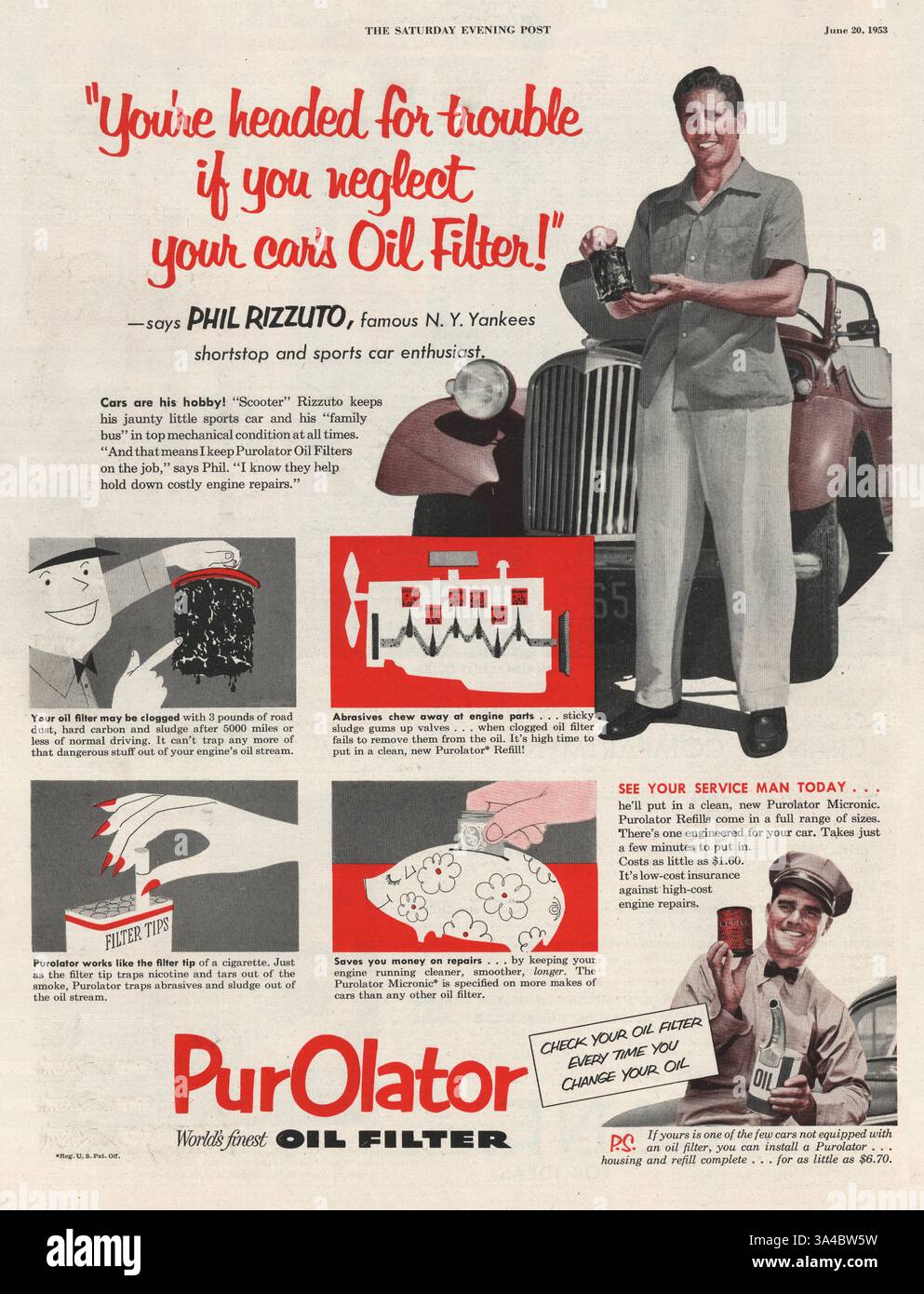1953 U.S. Magazine PurOlator Oil Filter Advert Stock Photo - Alamy