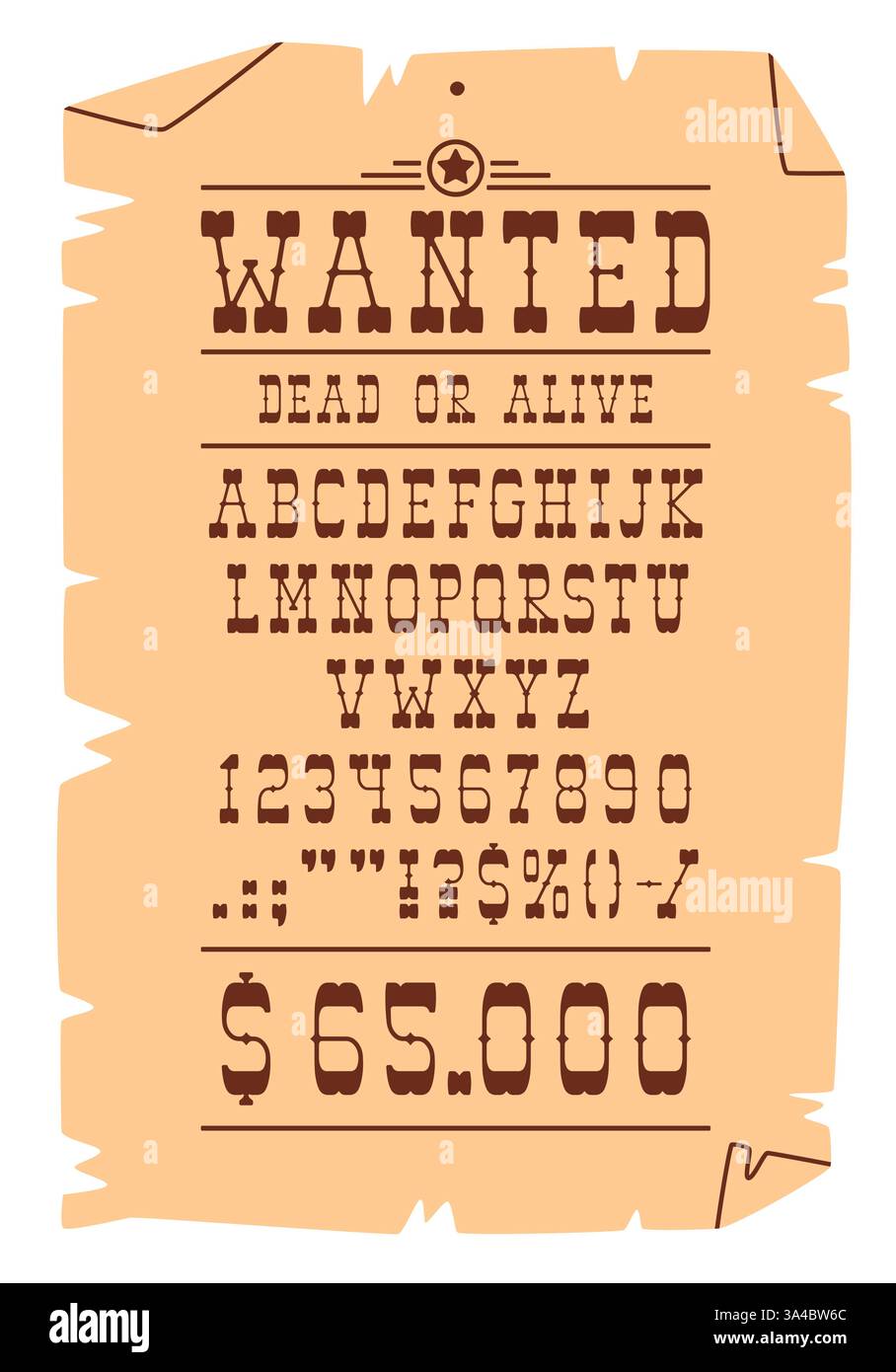 Western font, cowboy sheriff typeface, rodeo typography letters type ...