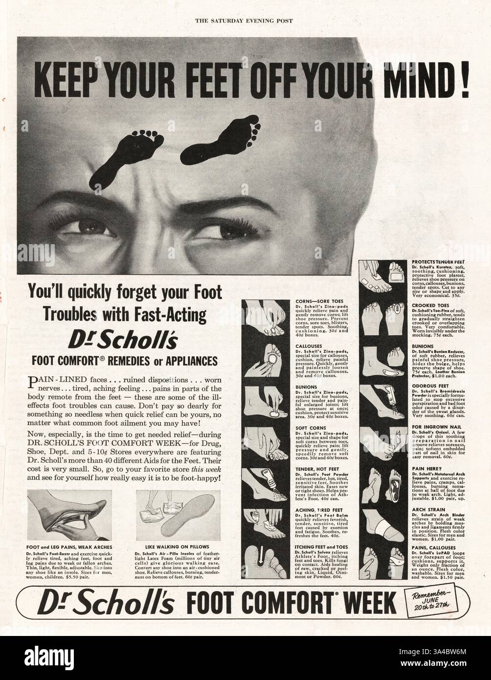 1953 u s magazine dr scholls foot remedies ad hi-res stock photography ...