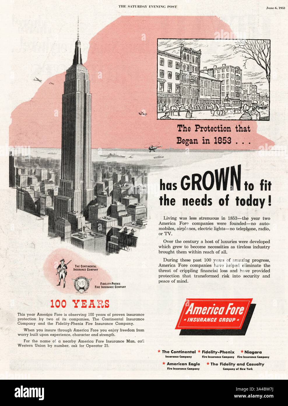 1953 u s magazine america fore insurance ad hi-res stock photography ...