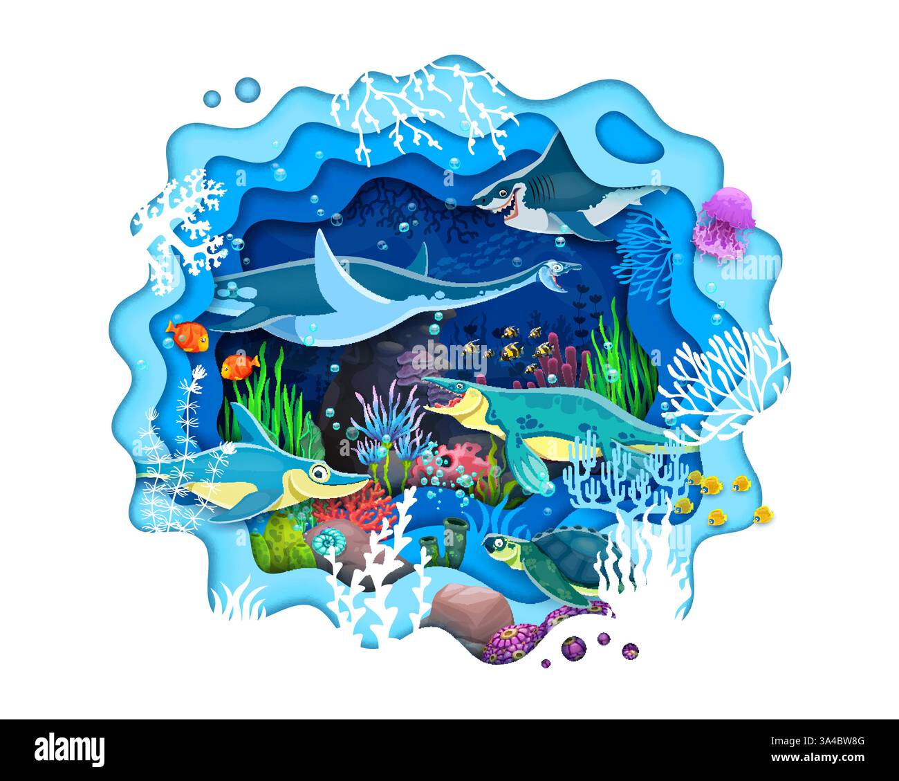 Prehistoric underwater dinosaur and reptile characters. Prehistoric ...