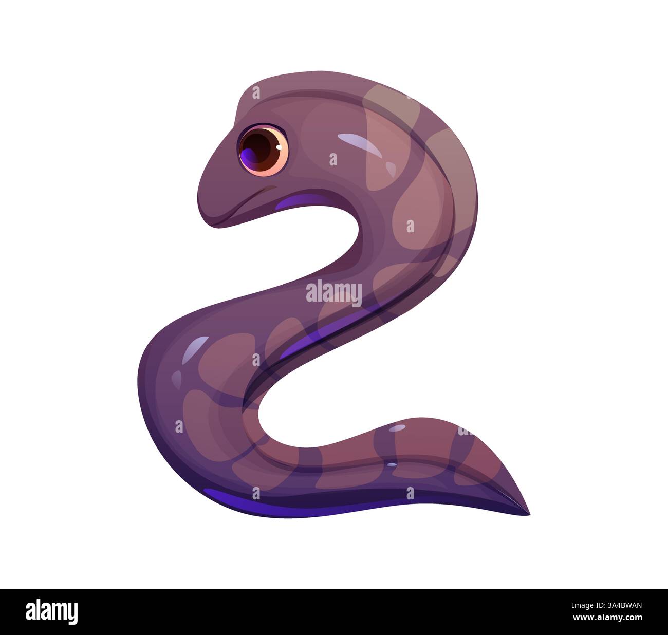 Cartoon underwater font moray eel digit 2 two. Ocean life math typeface ...
