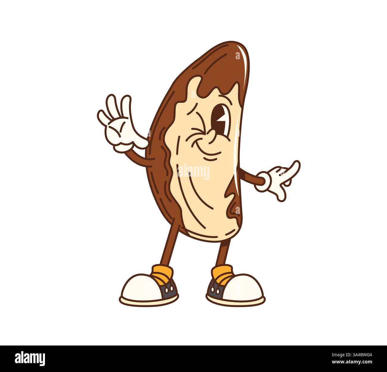 Cartoon groovy Brazilian nut character with funny face, vector comic ...