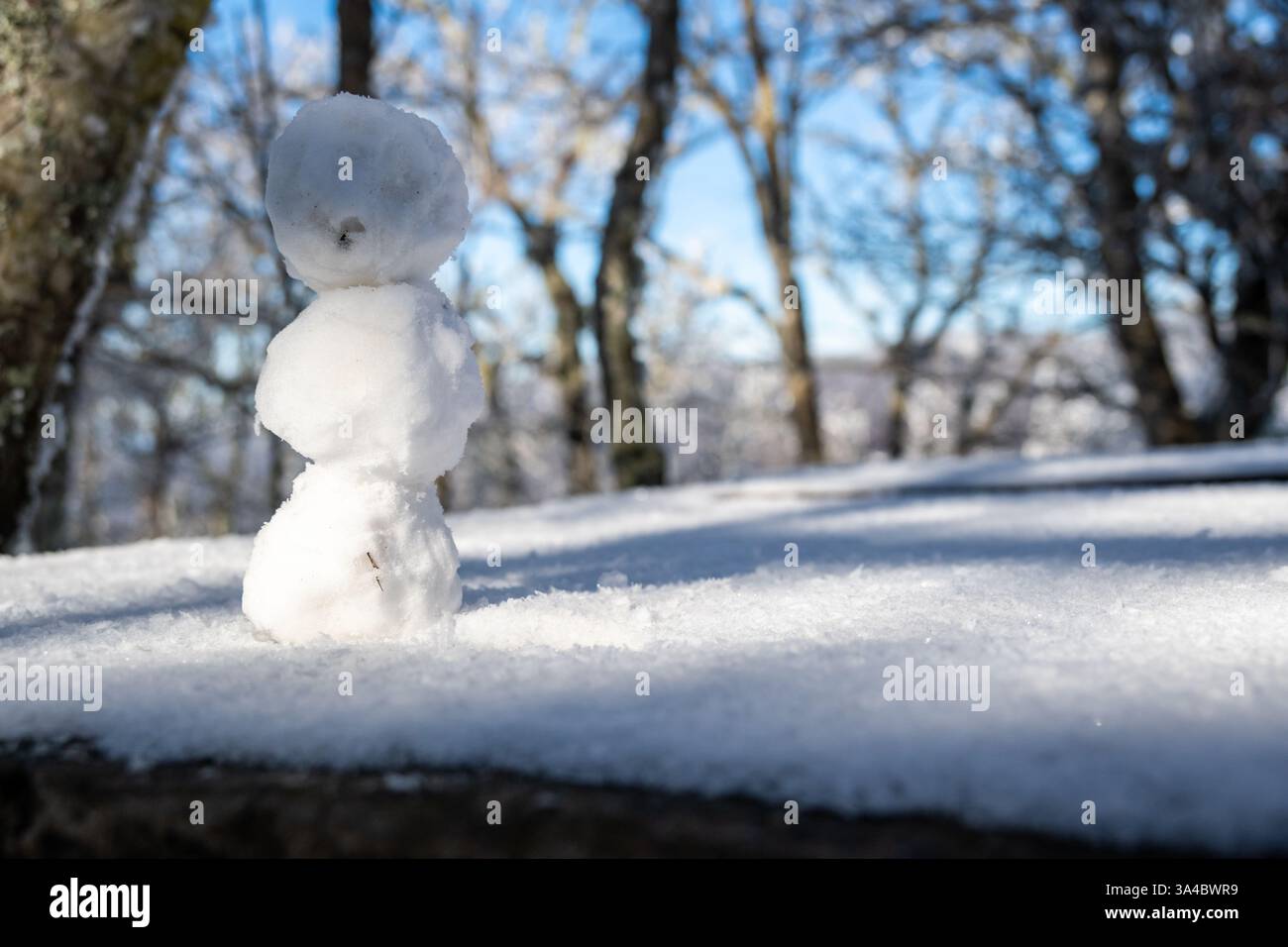 Tiny Stack of Snow Balls Sits On Fresh Patch of Snow in the Smokies Stock Photo - Alamy