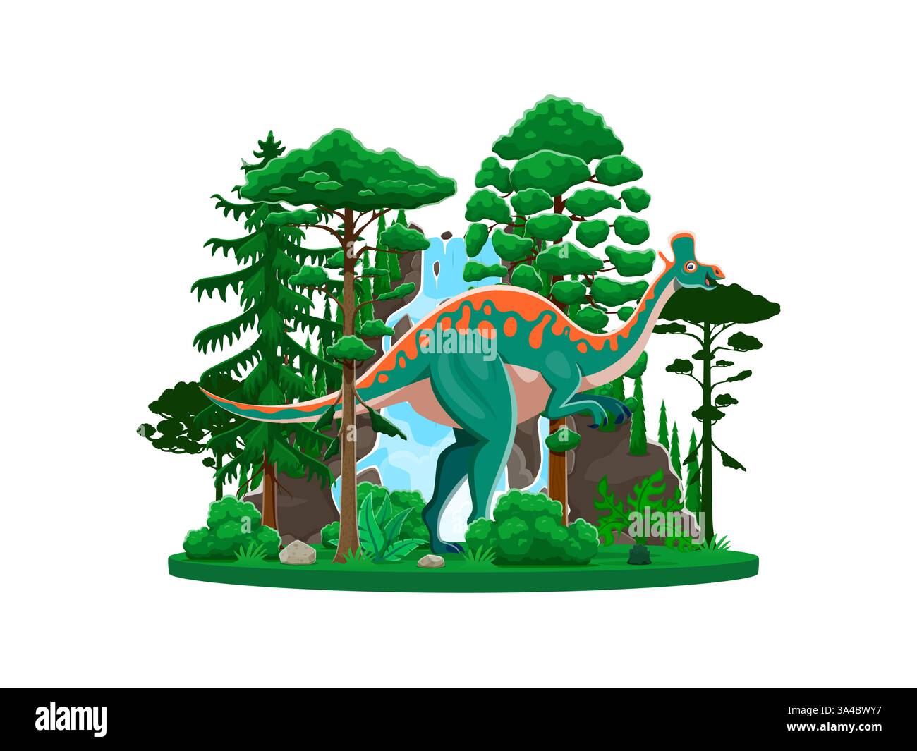 Dinosaur, Lambeosaurus lizard or prehistoric dino animal, cartoon ...