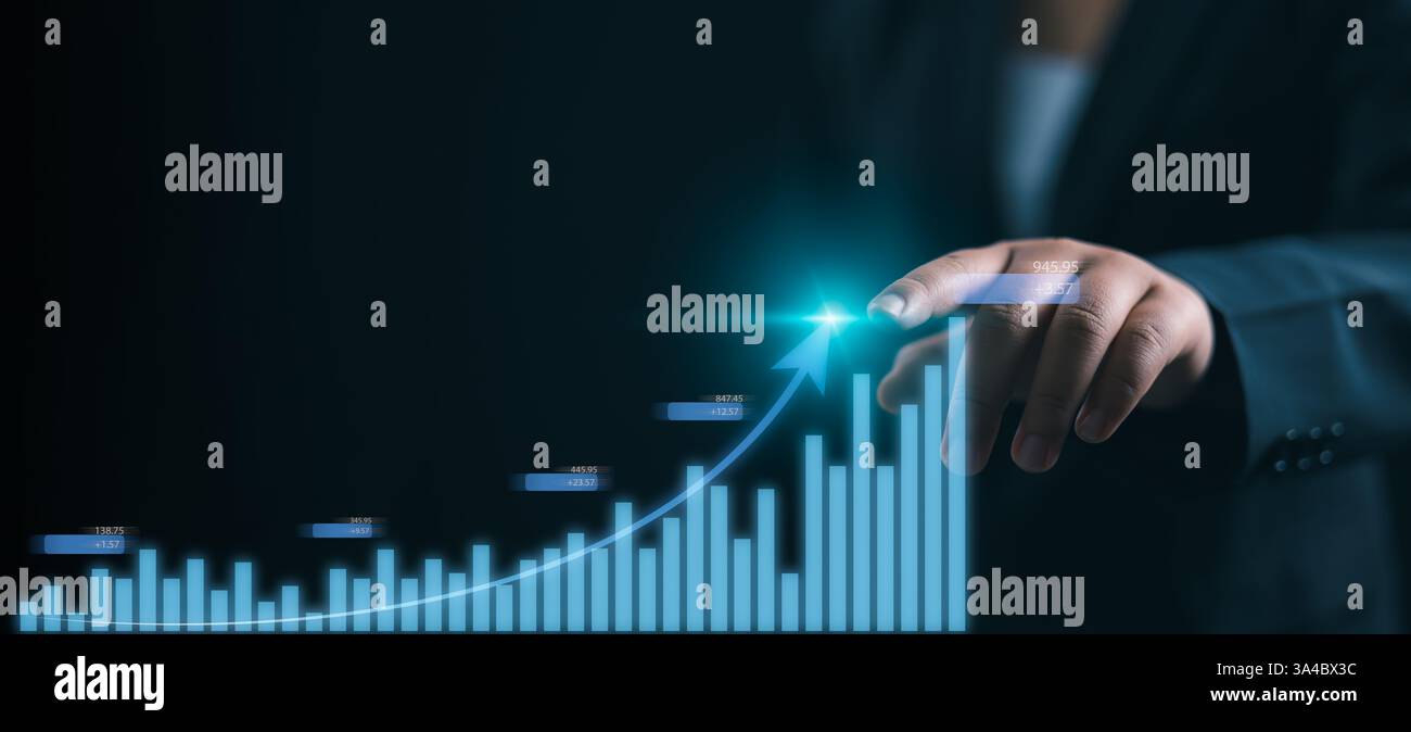 Business growth arrow up digital, Business finance technology and ...