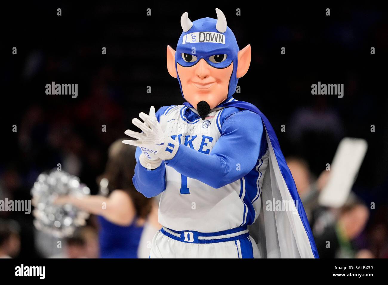 The Duke mascot performs during an NCAA college basketball game against ...