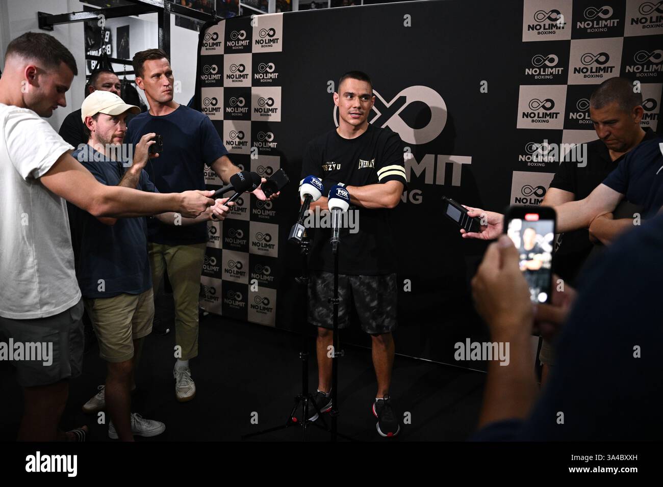 Australian boxer Tim Tszyu speaks to media during a press conference ...