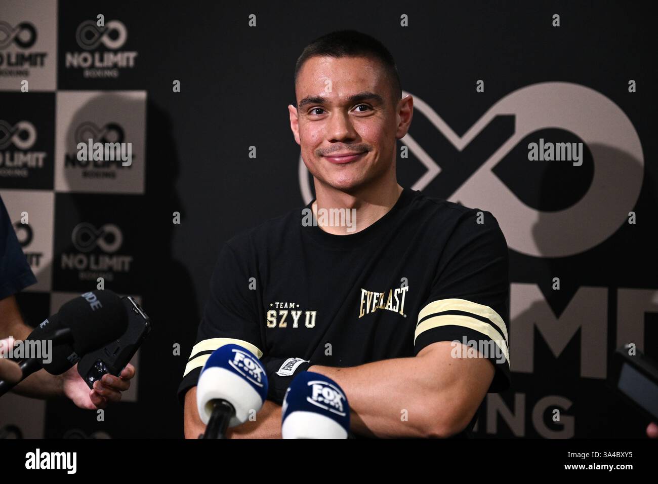 Australian boxer Tim Tszyu speaks to media during a press conference ...