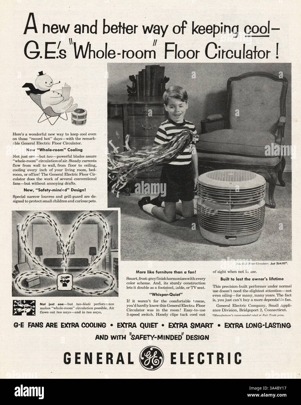 1953 U.S. Magazine General Electric General Electric Floor Circulator ...