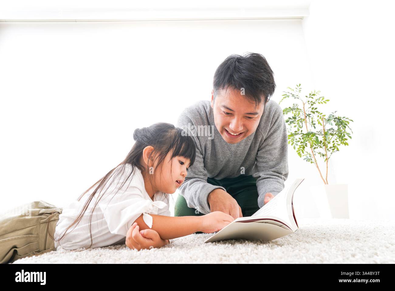 Father reading a book Stock Photo - Alamy
