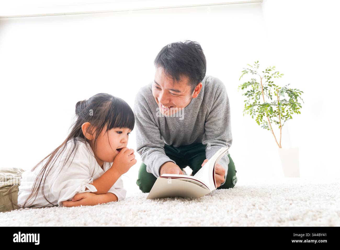 Father reading a book Stock Photo - Alamy