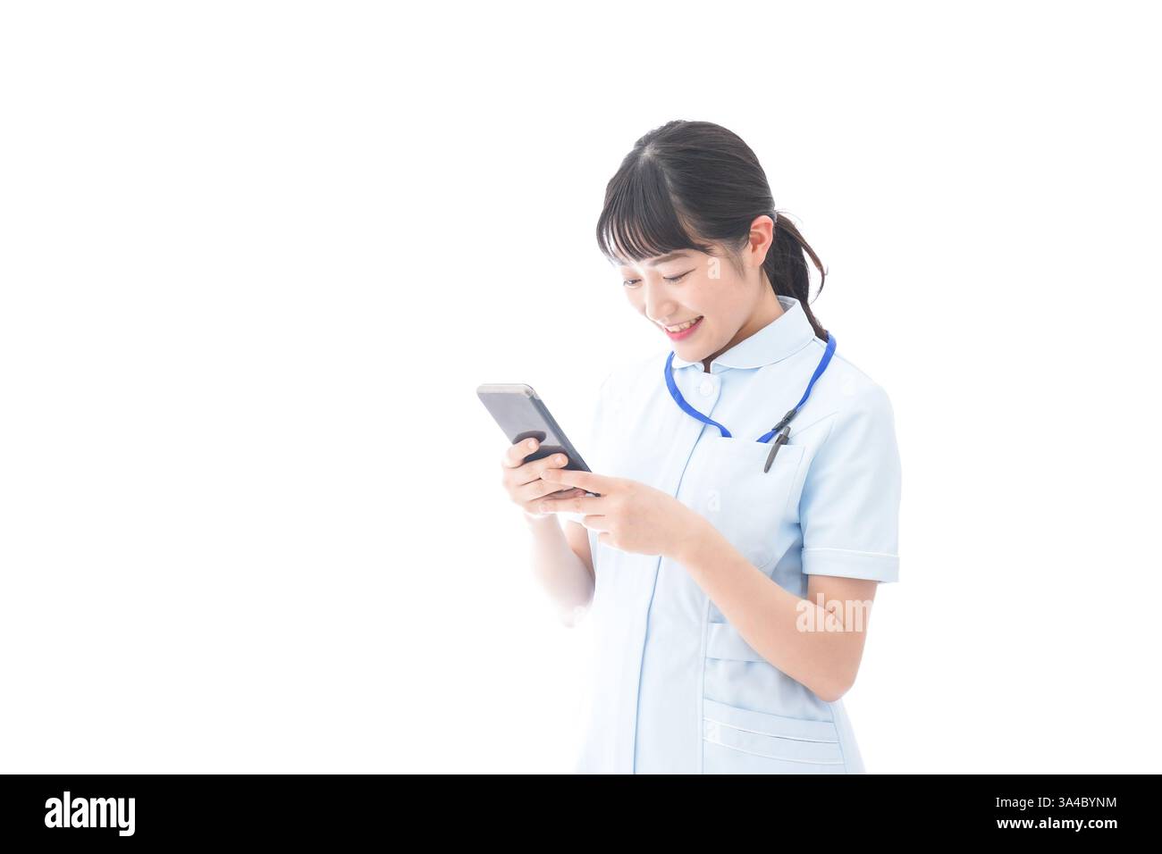 Young nurse using mobile hi-res stock photography and images - Alamy