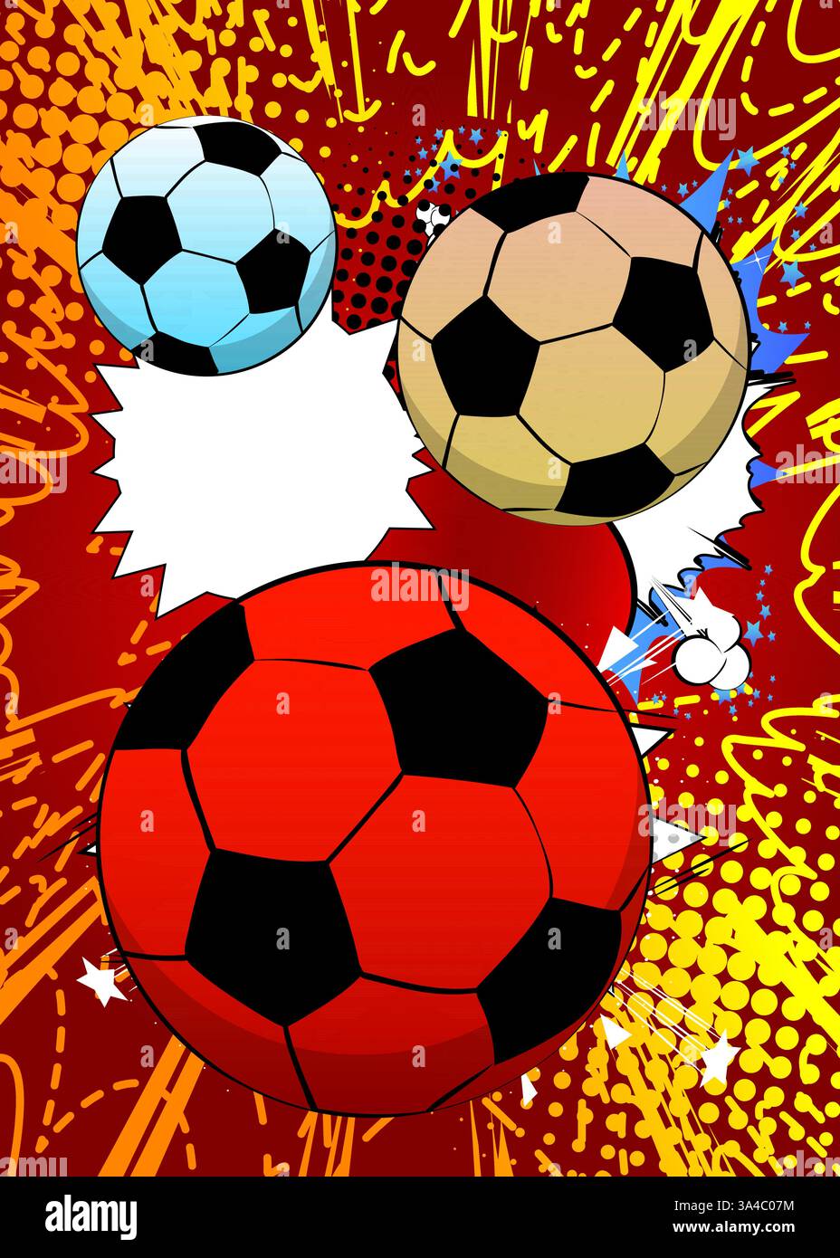 Cartoon Soccer Ball, comic book Sport. Retro vector comics pop art ...