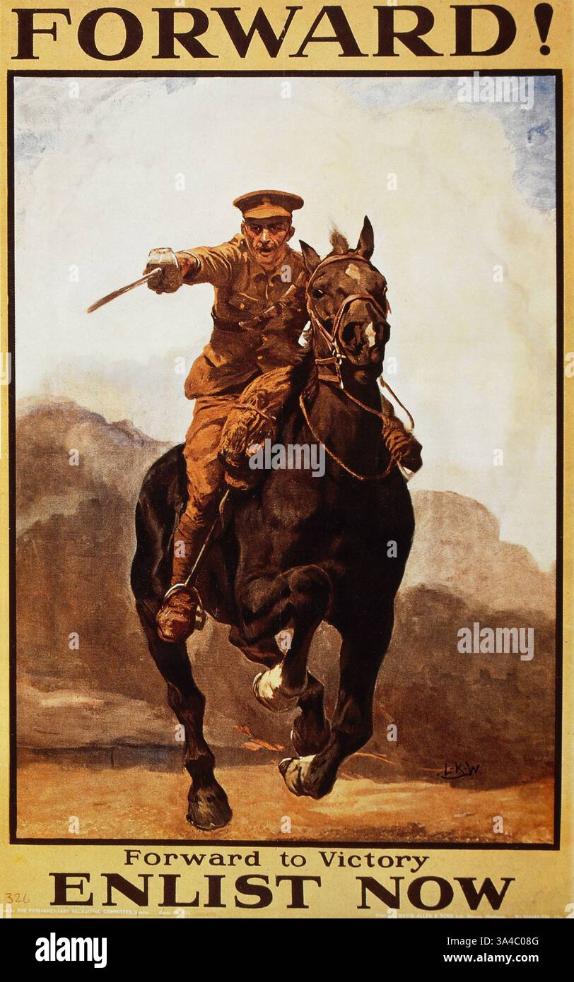 English Recruitment Poster, Forward!, World War I, circa 1914 (Credit ...
