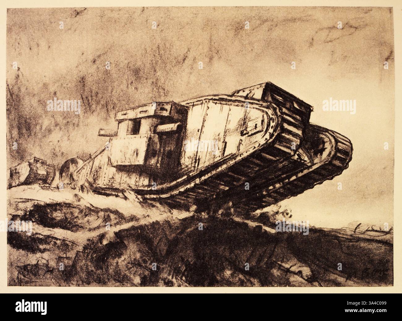 Jan. 1, 1917 - World War I British Tank by War Artist Muirhead Bone ...