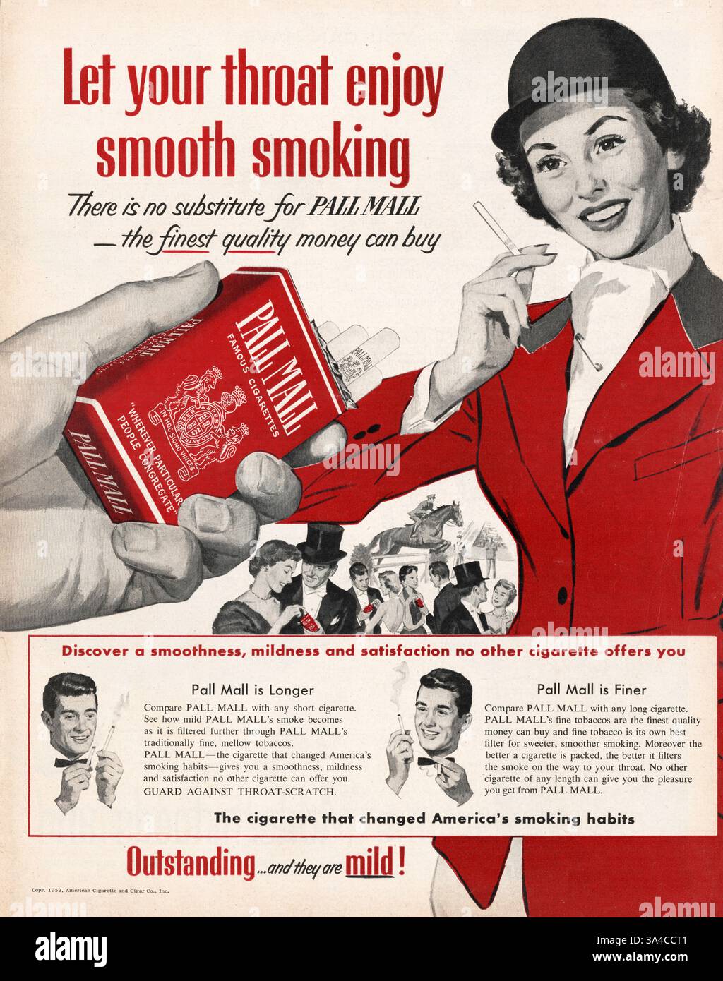1953 u s magazine pall mall cigarette advert hi-res stock photography ...