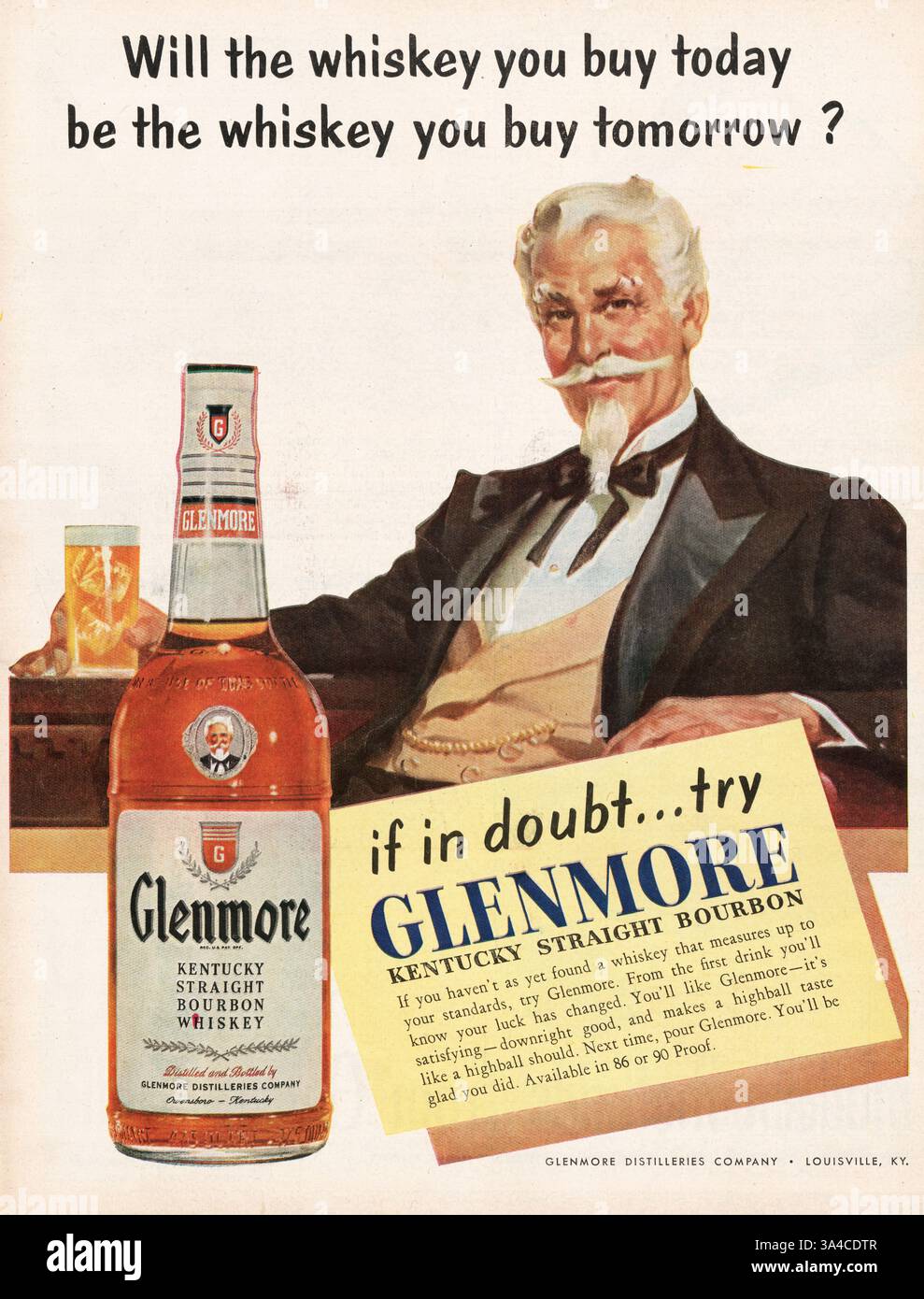 1953 u s magazine glenmore whisky advert hi-res stock photography and ...