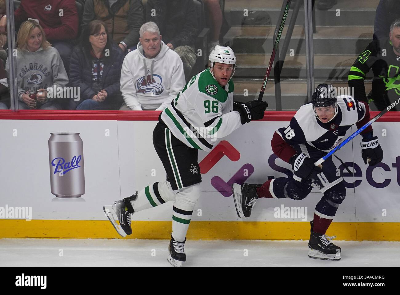 Dallas Stars right wing Mikko Rantanen (96) and Colorado Avalanche ...