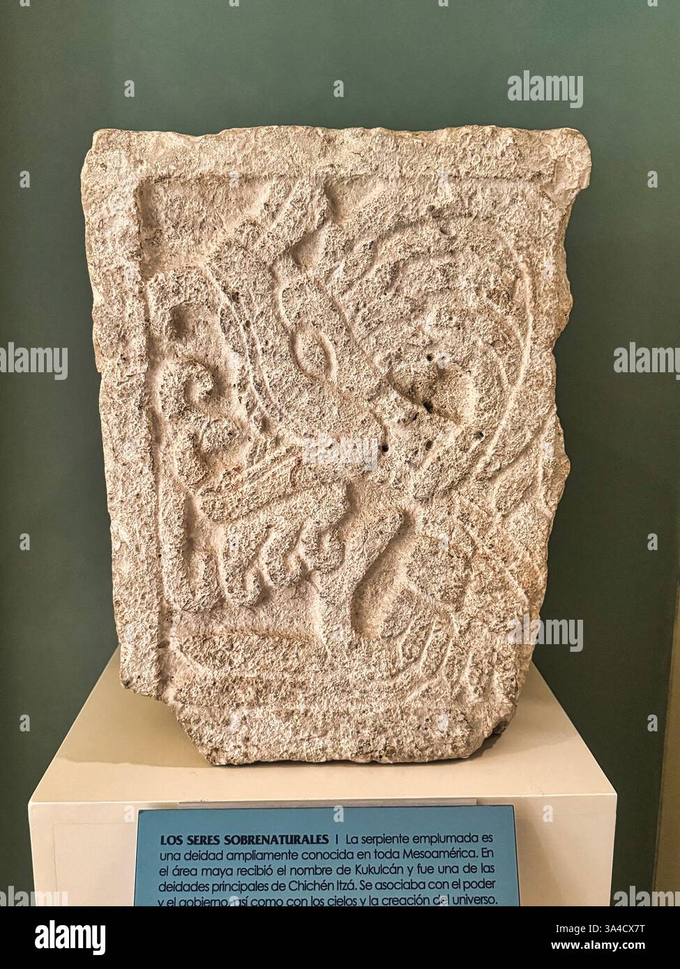 Relief of Feathered Serpent God, Kukulcan, principal Mayan creation god ...