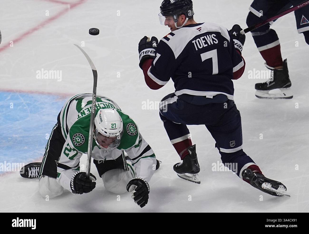 Dallas Stars left wing Mason Marchment (27) and Colorado Avalanche ...
