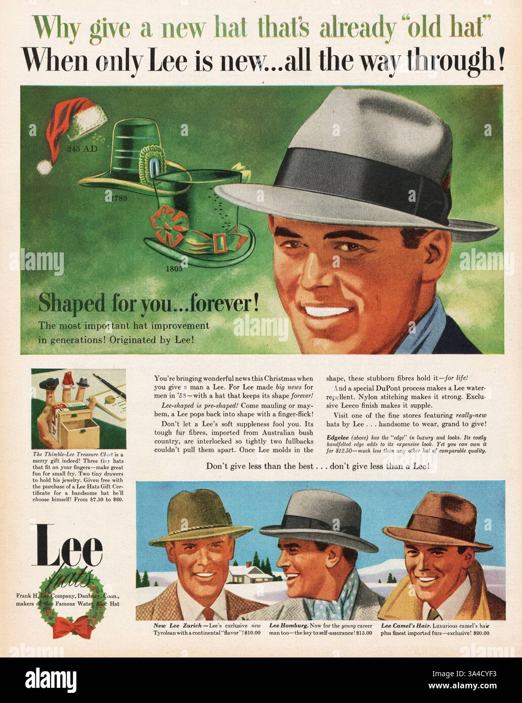 1953 U.S. Magazine Lee Hats Advert Stock Photo - Alamy