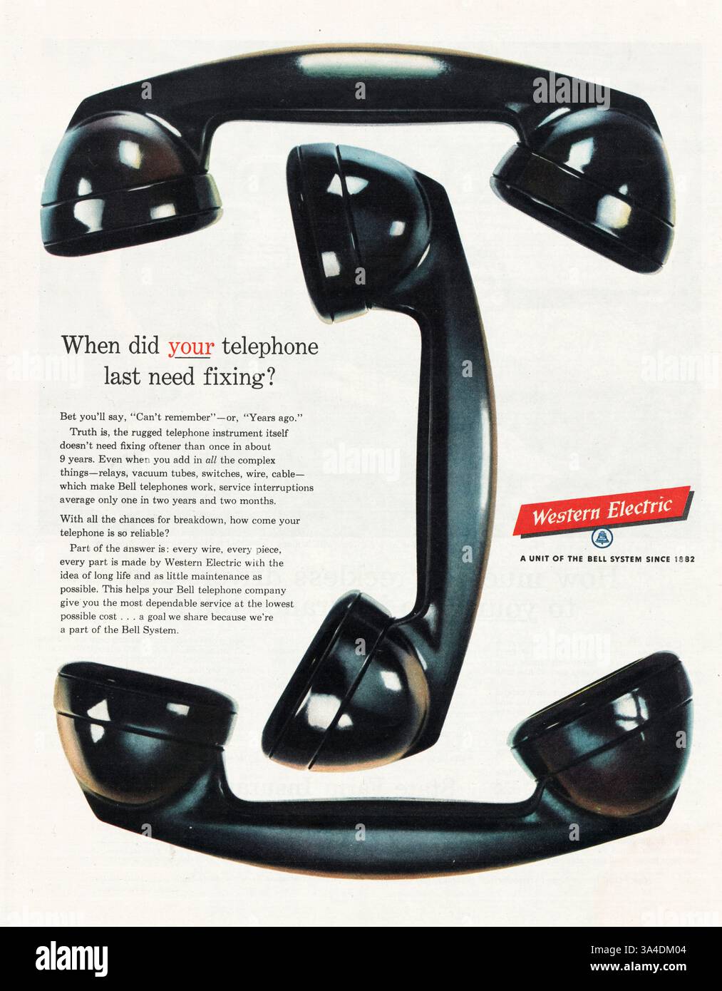 1953 U.S. Magazine Western Electric telephone cable Advert Stock Photo ...