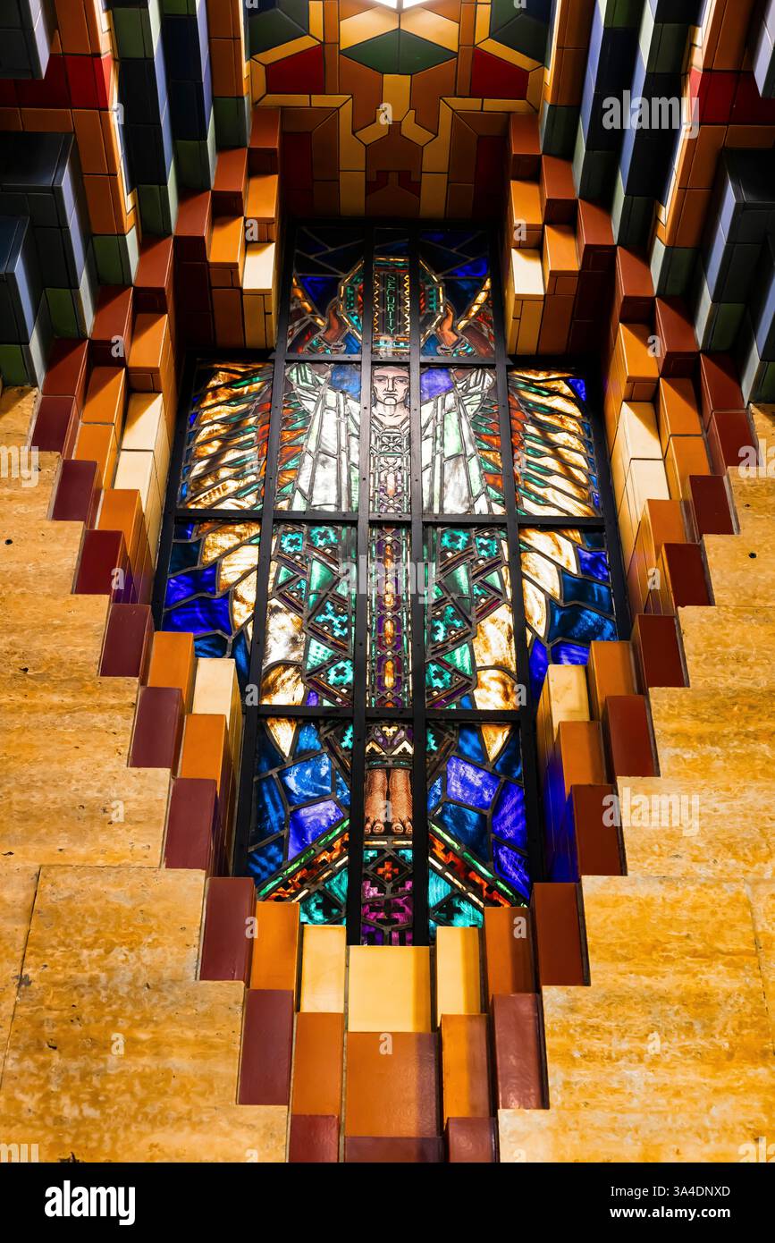 Stained glass panels crafted by George Green represent the principles ...