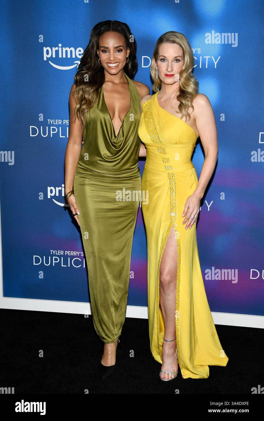 Meagan Tandy, left, and Amanda L. Miller attend the premiere of "Tyler Perry's Duplicity" at the ...