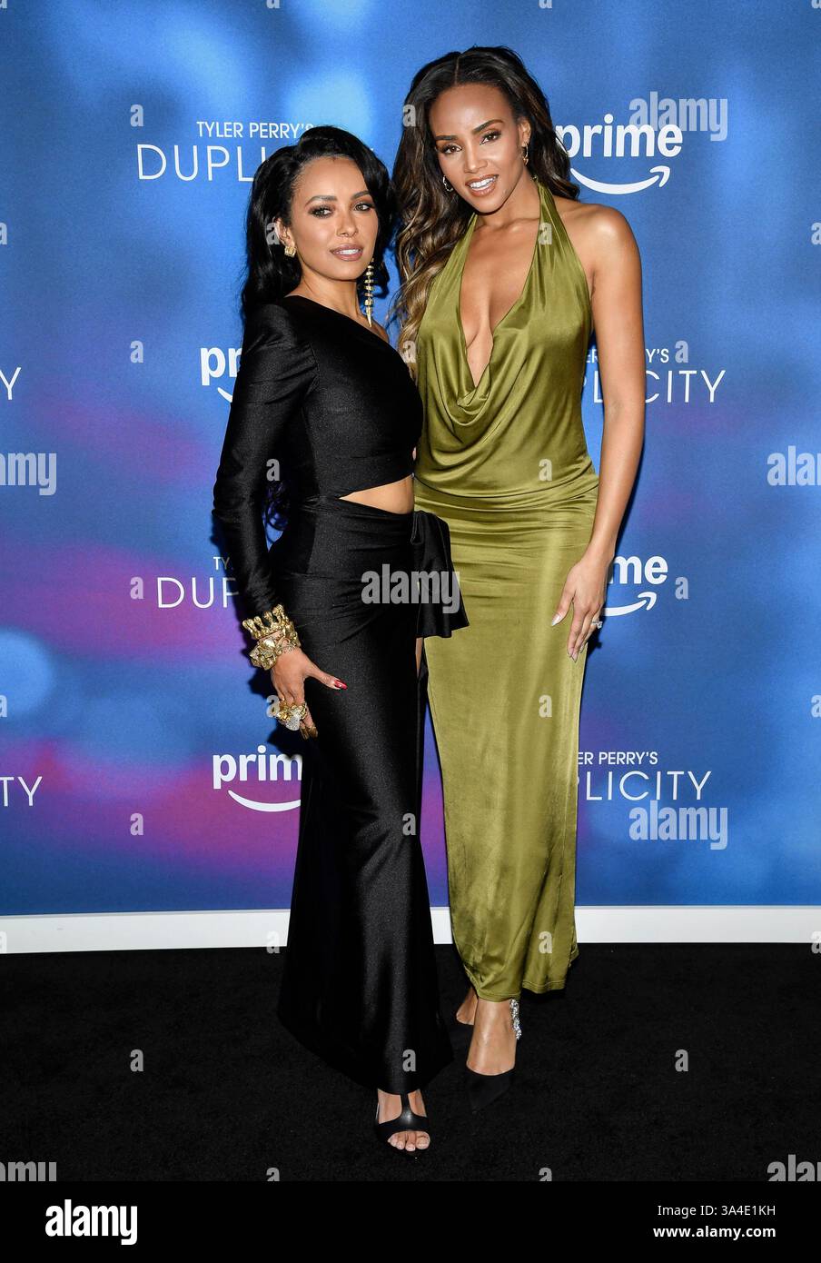 Kat Graham, left, and Meagan Tandy attend the premiere of "Tyler Perry ...