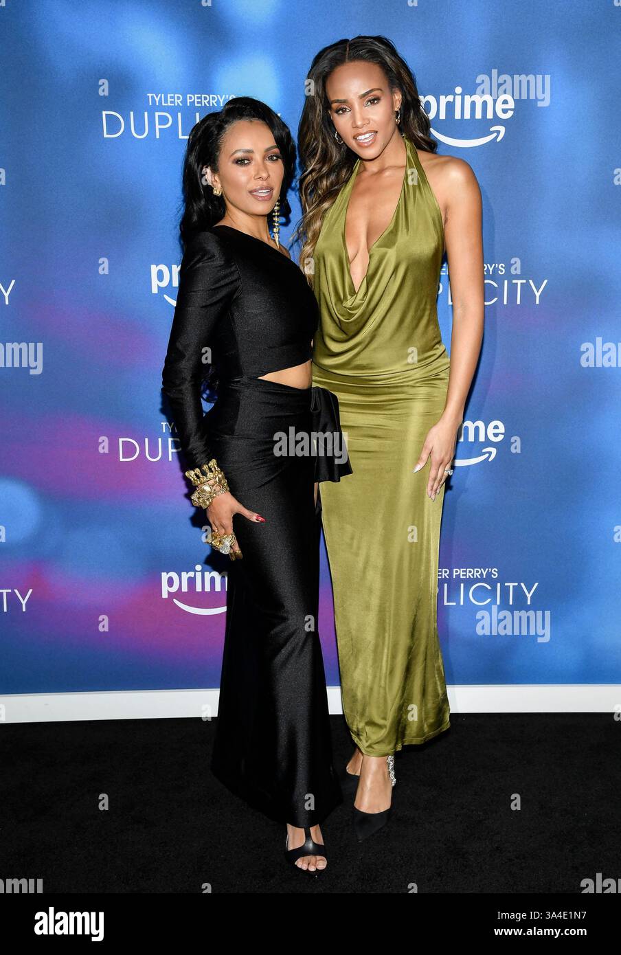 Kat Graham, left, and Meagan Tandy attend the premiere of "Tyler Perry ...