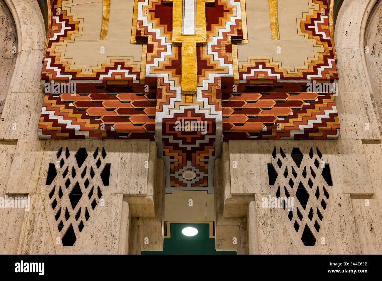 Travertine marble and stenciled native American designs by Anthony ...