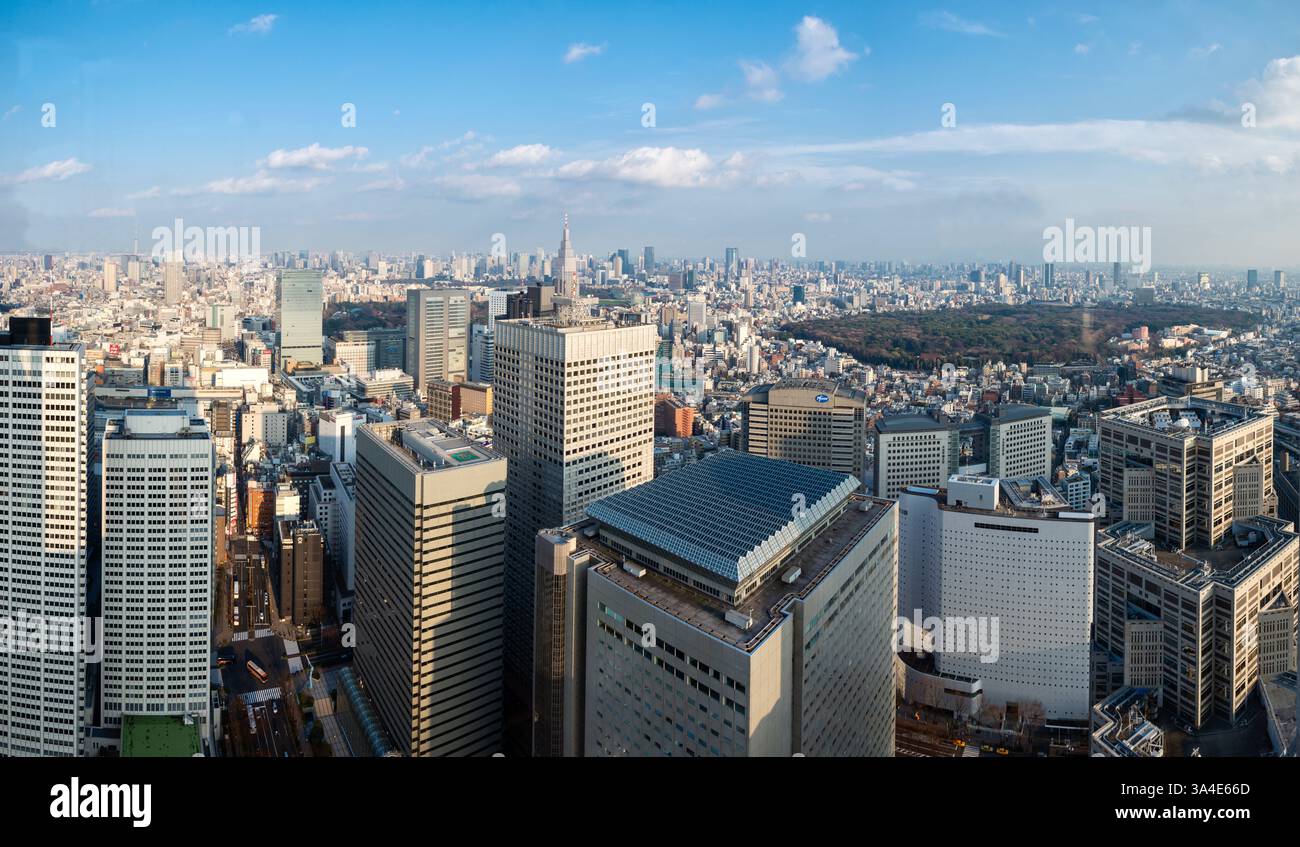 Photo shows the view over Tokyo from the metropolitan buildings in the Shinjuku district of ...