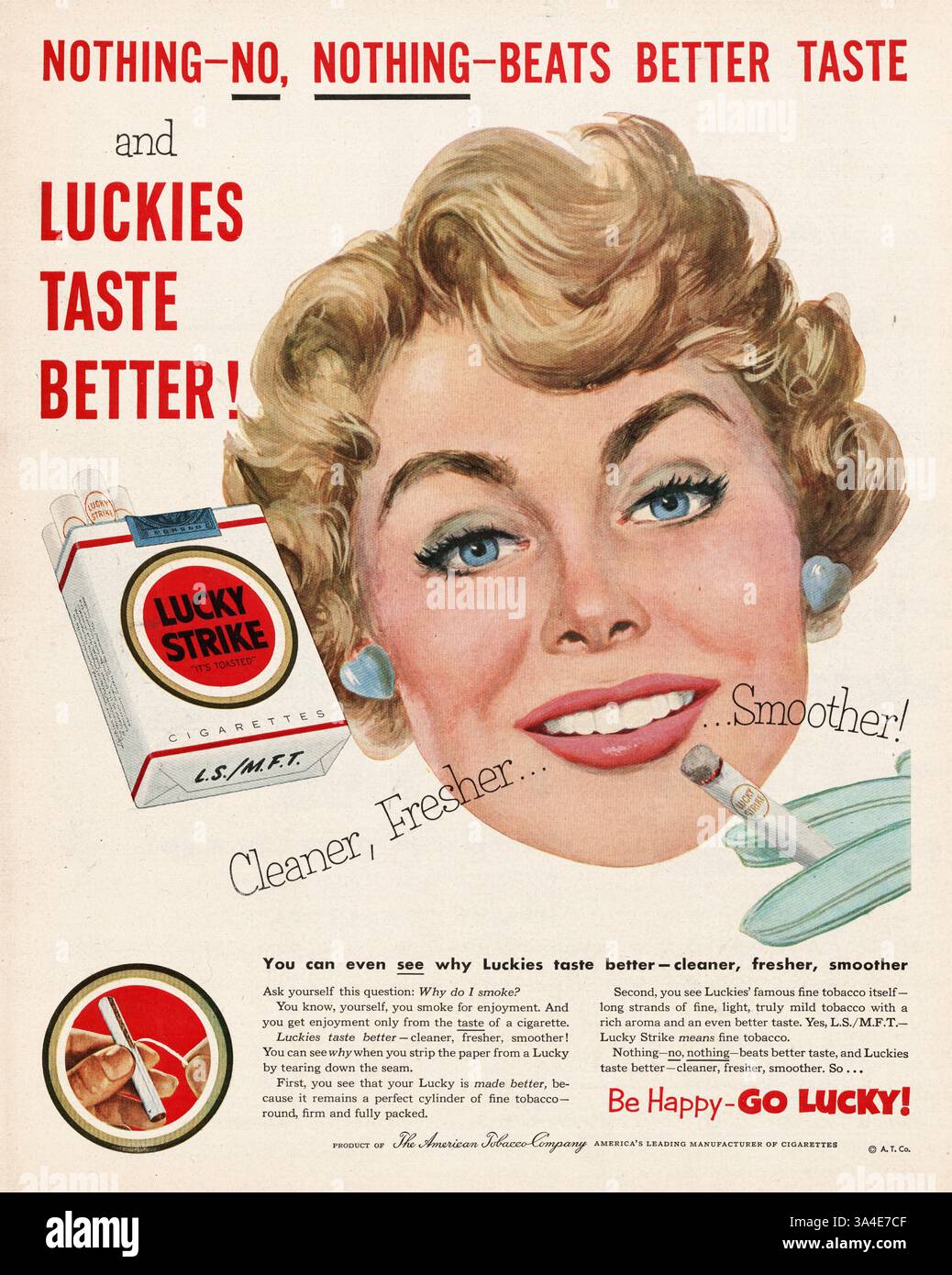 1953 U.S. Magazine Lucky Strike Cigarette Advert Stock Photo - Alamy