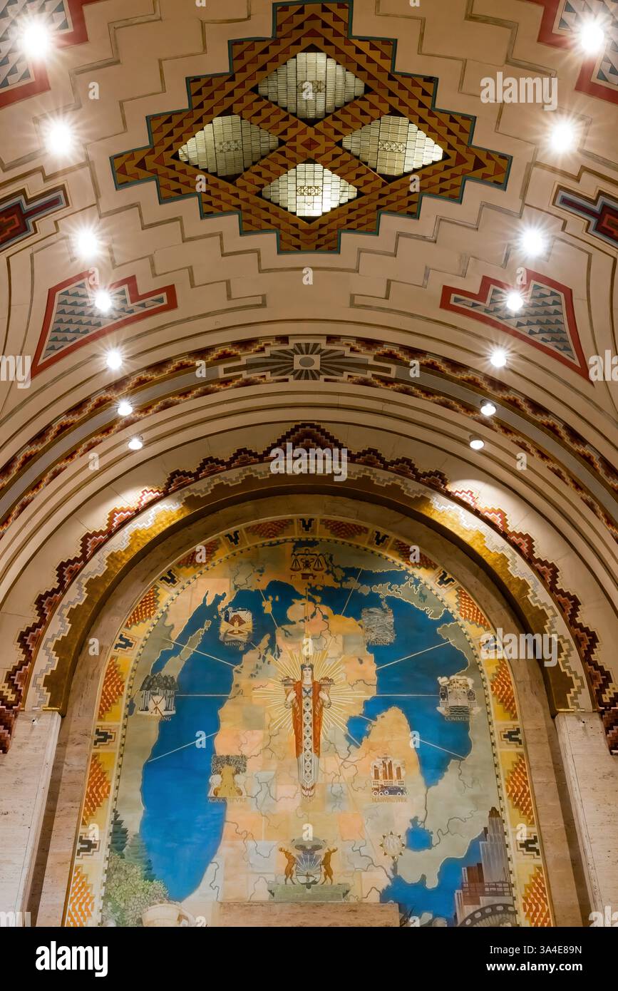 Michigan mural in the magnificent Cathedral of Finance within the ...
