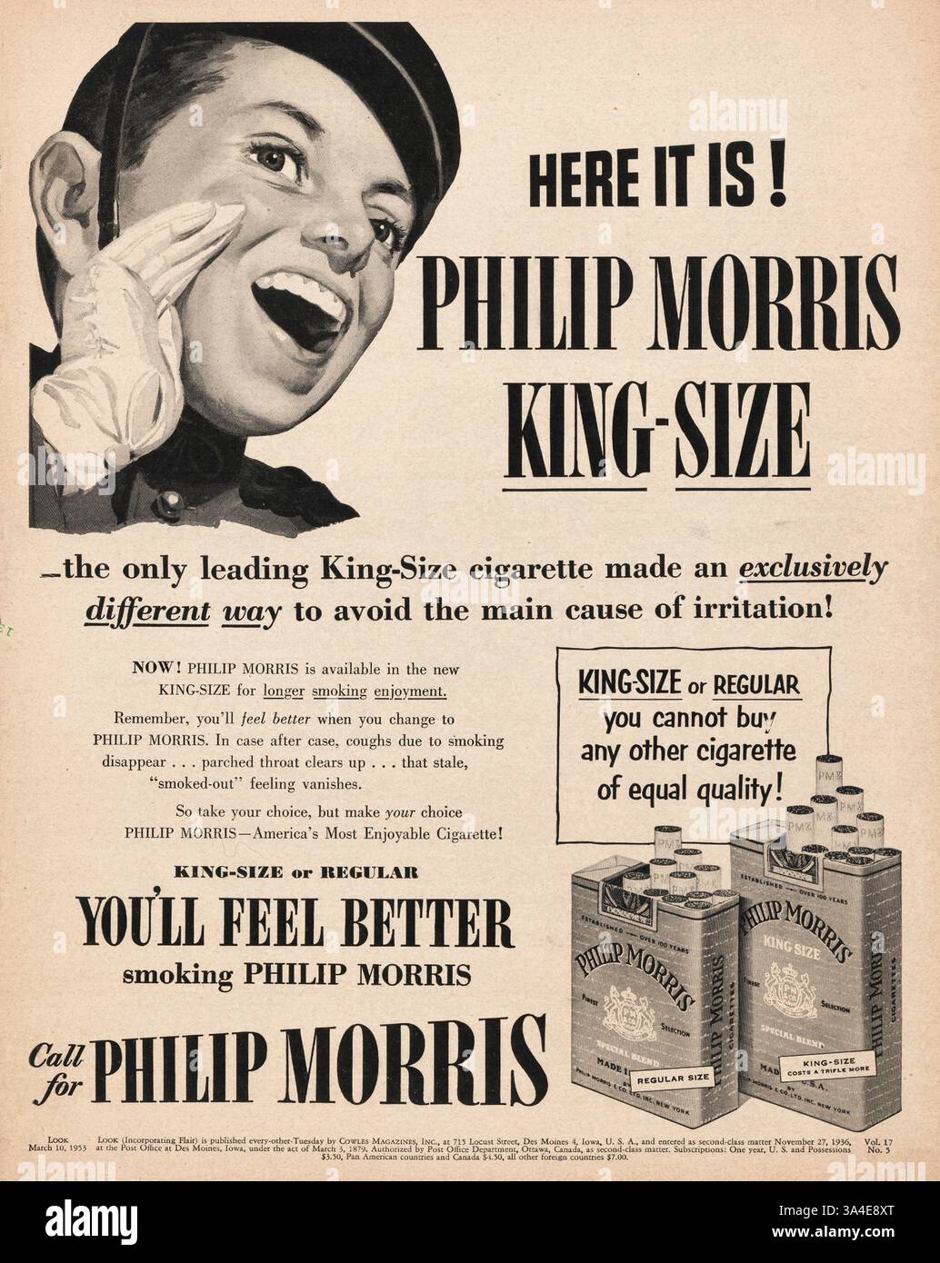 1953 U.S. Magazine Philip Morris Cigarette Advert Stock Photo - Alamy