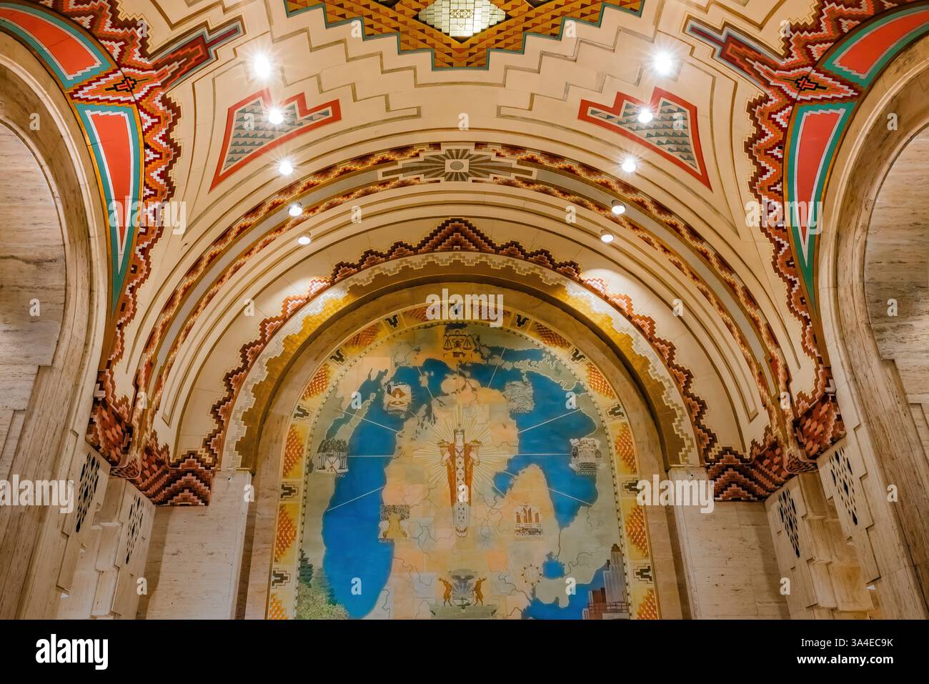 Michigan mural by Ezra Winter in the magnificent Cathedral of Finance ...