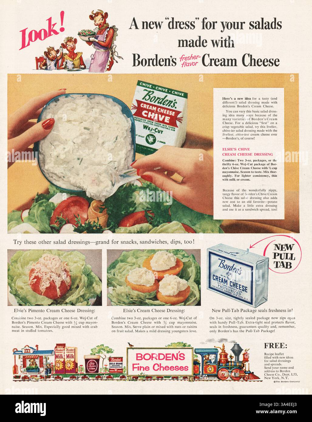 1953 U.S. Magazine Advert Borden's Cheese Advert Stock Photo - Alamy