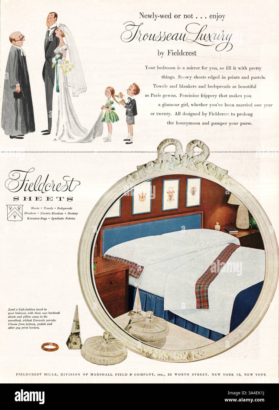 1953 u s magazine fieldcrest sheets advert hi-res stock photography and ...