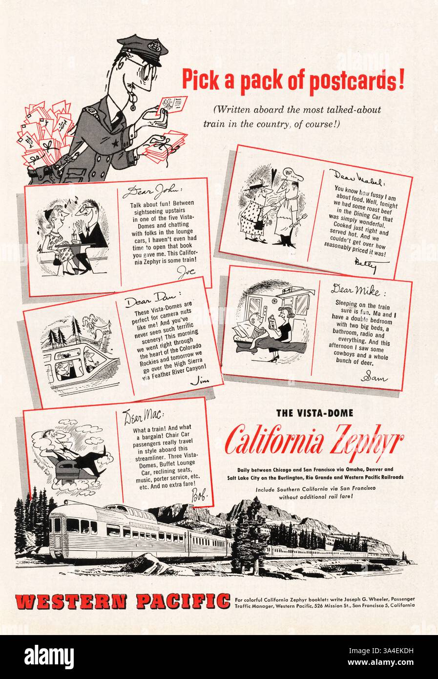 1953 U.S. Magazine Western Pacific Railroad Advert Stock Photo - Alamy
