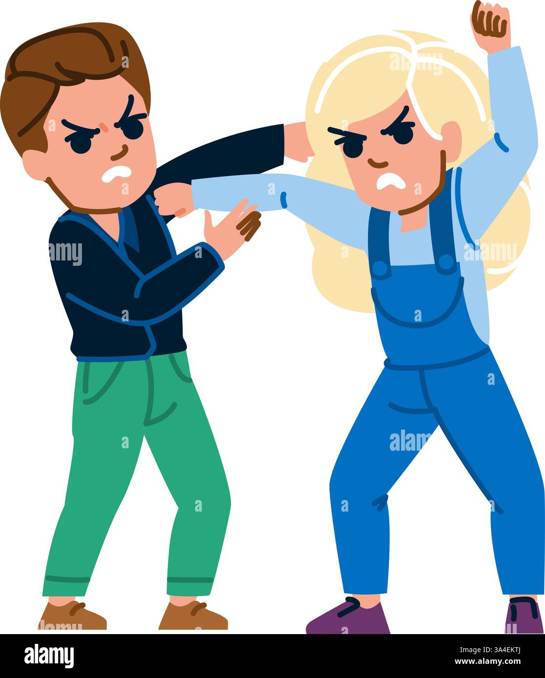 conflict kid boy girl fight vector Stock Vector Image & Art - Alamy