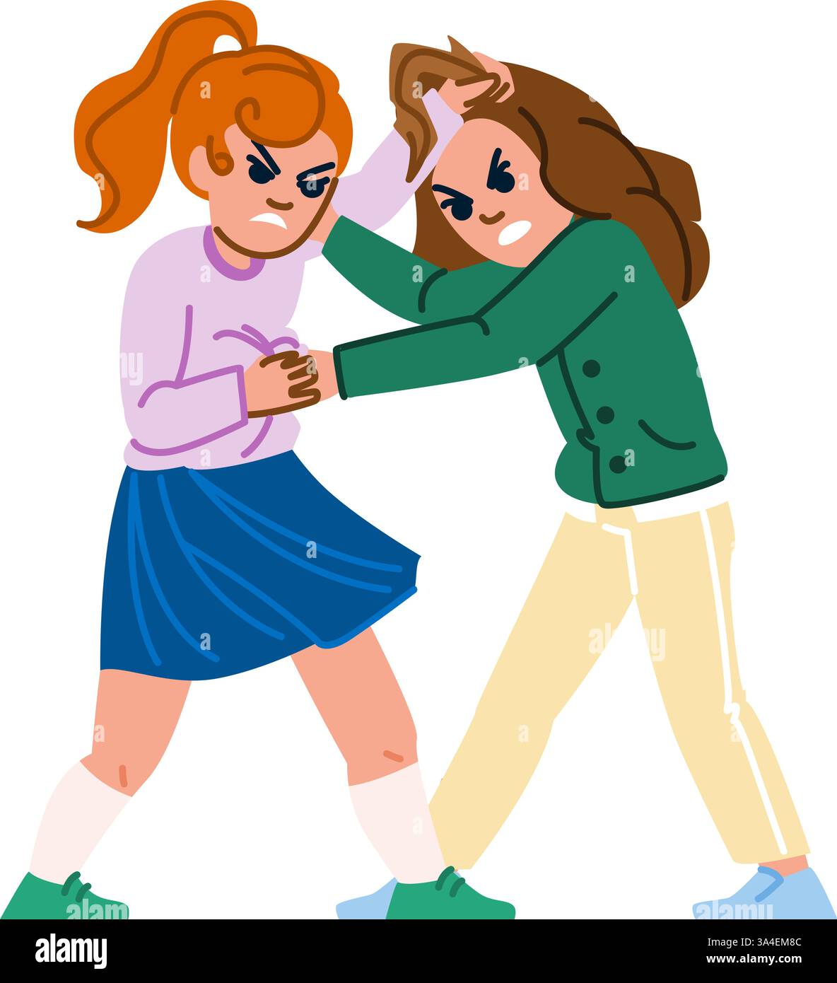 aggression kid girl fight vector Stock Vector Image & Art - Alamy