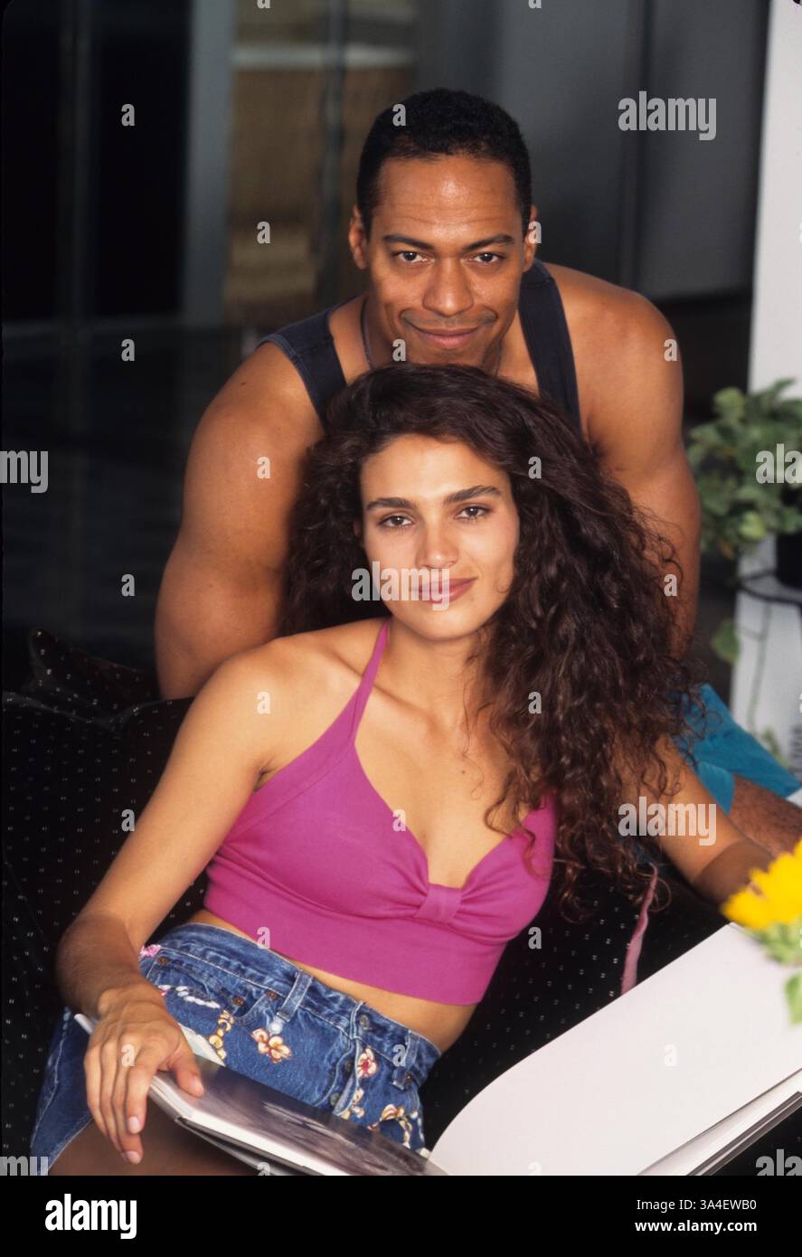 WANDA ACUNA with husband Silk Kozart at home 1995.k2486lr.(Credit Image: © Lisa Rose/Globe ...